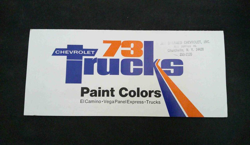 1973 Chevrolet Truck Colors Pamphlet | Merrick Auto Museum