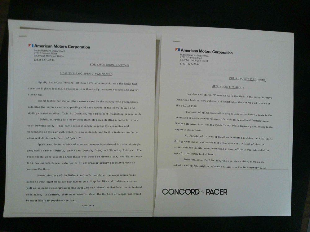 1979 AMC Cars Auto Show News Materials | Merrick Auto Museum