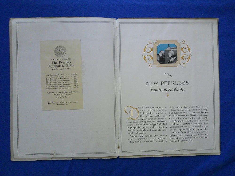 1925 Peerless Equipoised Eight Sales Catalog | Merrick Auto Museum