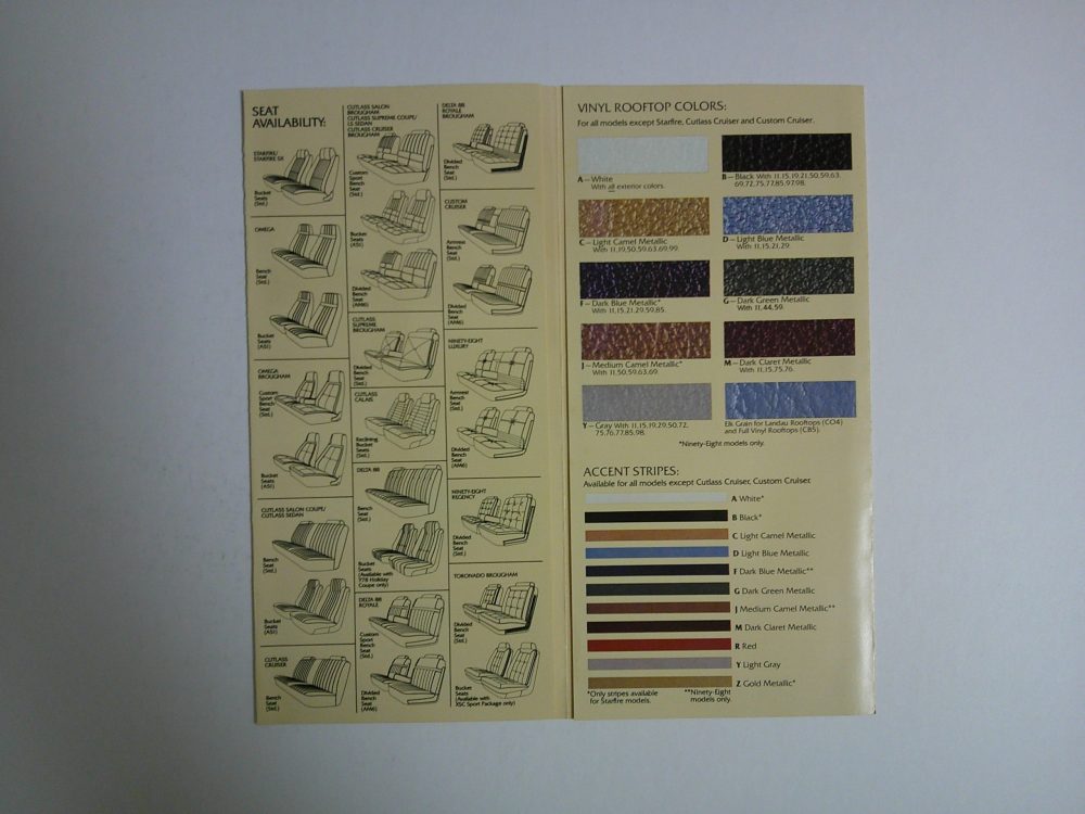 1980 Oldsmobile Color Chip and Fabric Folder | Merrick Auto Museum