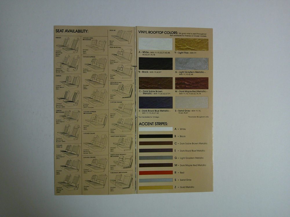 1983 Oldsmobile Color Chip and Fabric Folder | Merrick Auto Museum