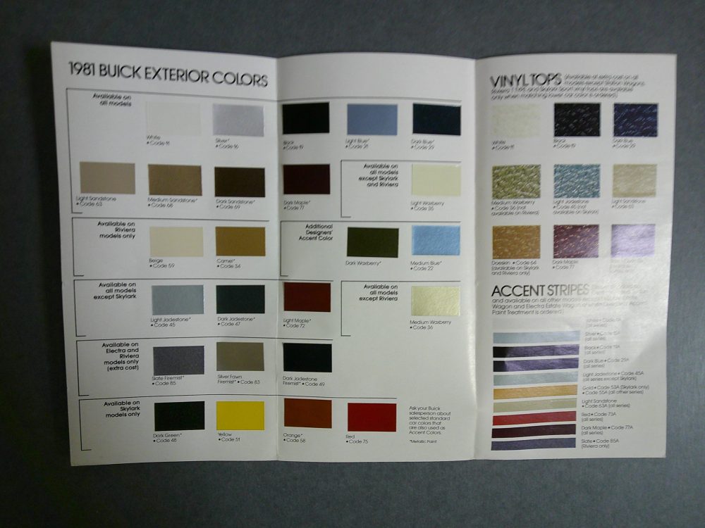 1981 Buick Exterior Colors Folder | Merrick Auto Museum