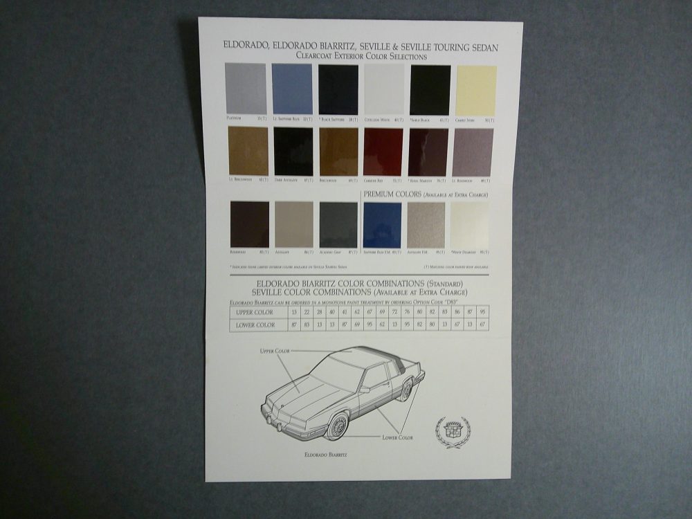 1989 Cadillac Exterior Colors Folder | Merrick Auto Museum