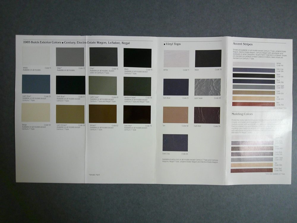 1985 Buick Exterior Colors Folder | Merrick Auto Museum