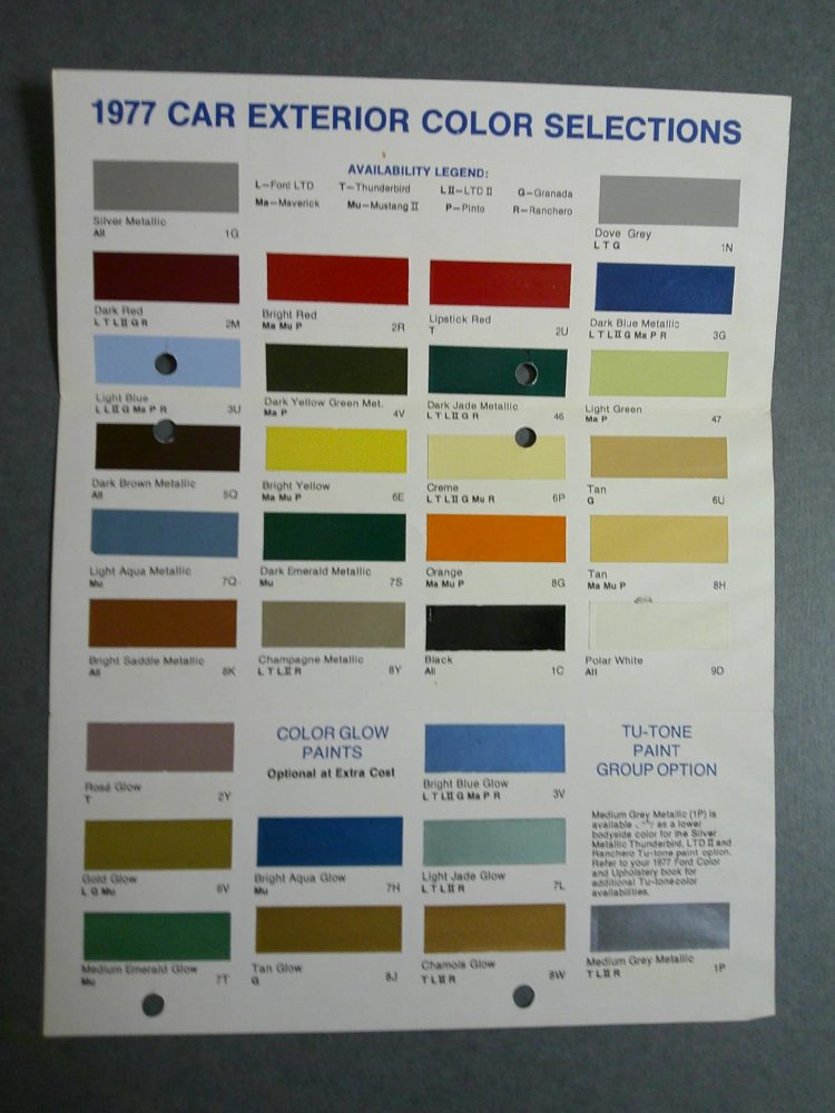 1977 Ford Color Selections Folder | Merrick Auto Museum