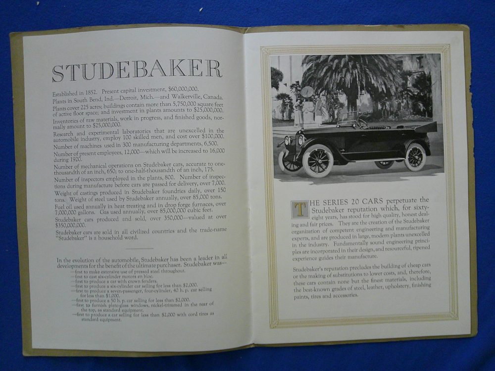 1920 Studebaker Series 20 Sales Catalog | Merrick Auto Museum