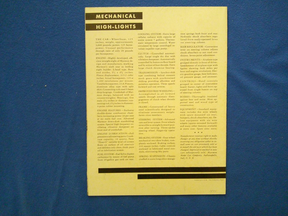 1932 Marmon 8-125 Sales Catalog | Merrick Auto Museum