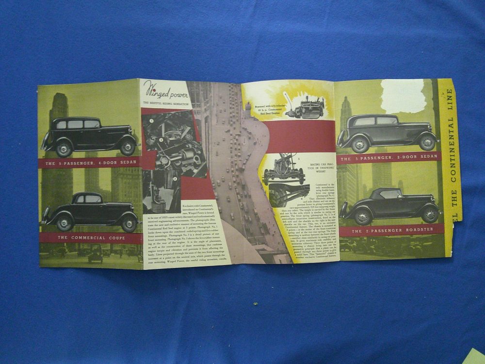 1933 Continental Flyer Sales Folder | Merrick Auto Museum