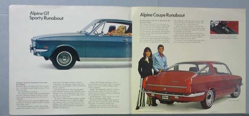 1969 Chrysler Sunbeam Sales Folder | Merrick Auto Museum