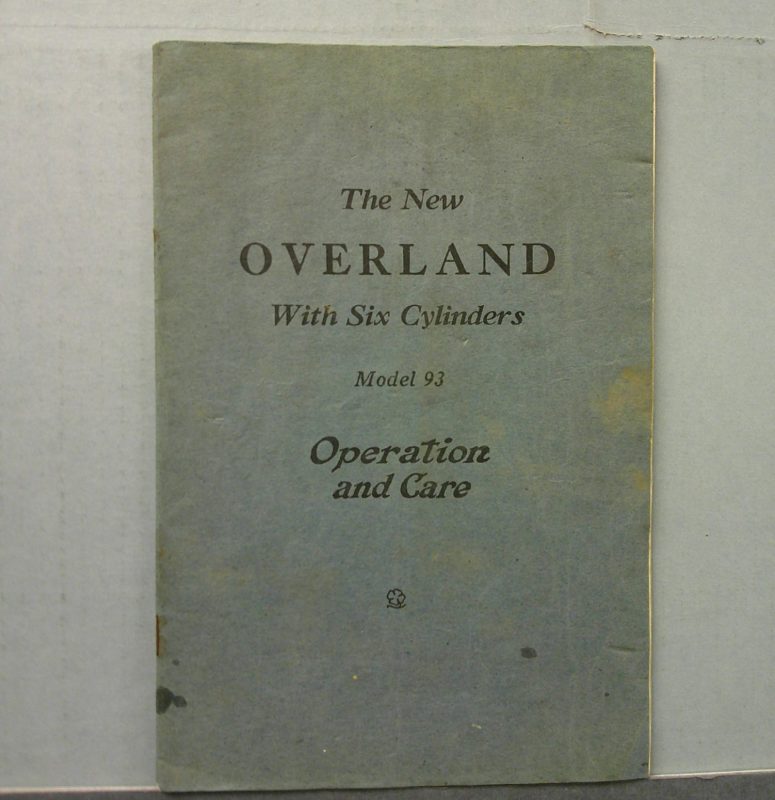 1925-1926 Overland Operator’s Manual | Merrick Auto Museum