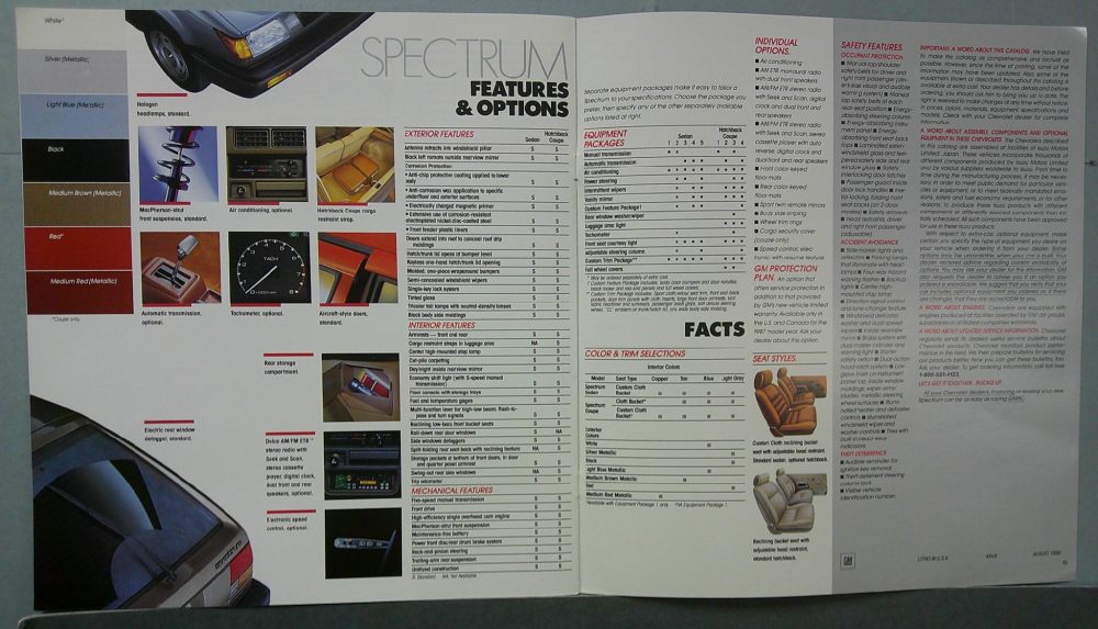 1987 Chevrolet Spectrum Sales Catalog | Merrick Auto Museum