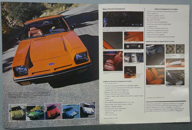 1982 Ford EXP Sales Folder | Merrick Auto Museum