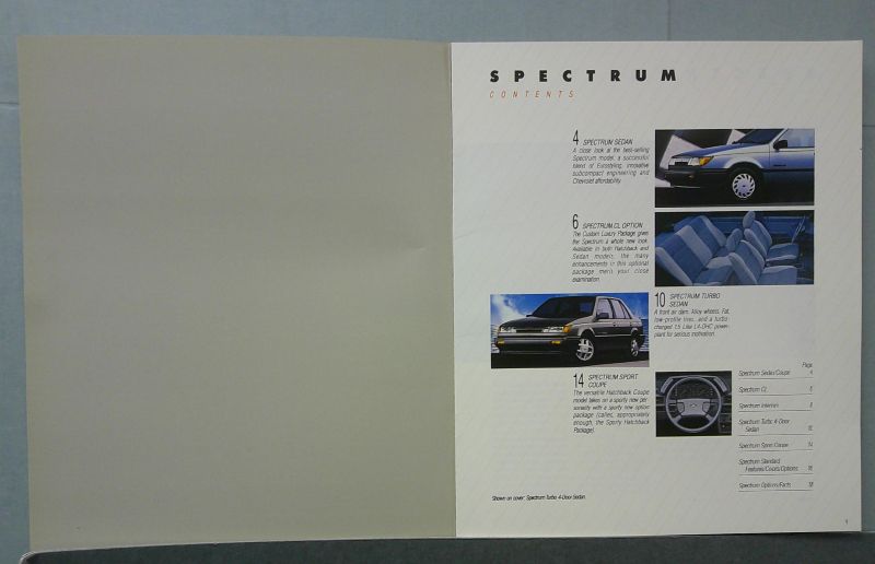 1988 Chevrolet Spectrum Sales Catalog | Merrick Auto Museum