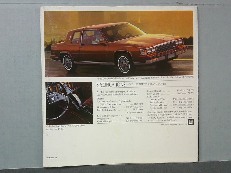 1986 Cadillac Deville/Fleetwood Sales Folder | Merrick Auto Museum