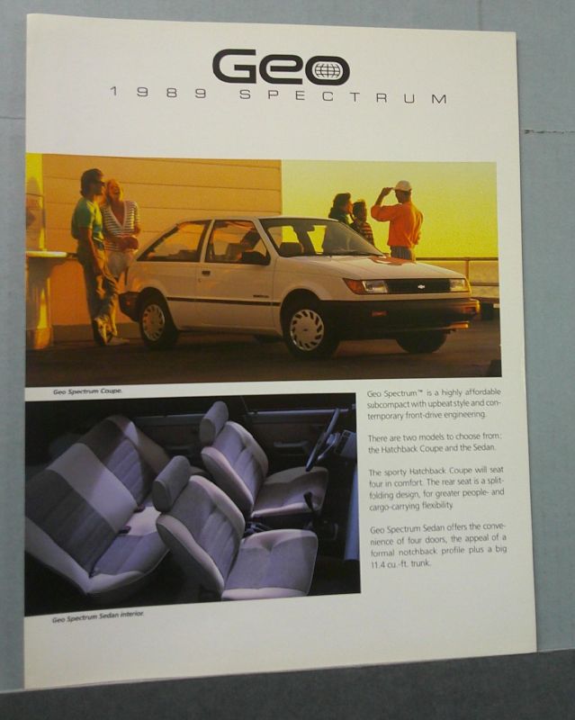 1989 Geo Spectrum Sales Sheet | Merrick Auto Museum