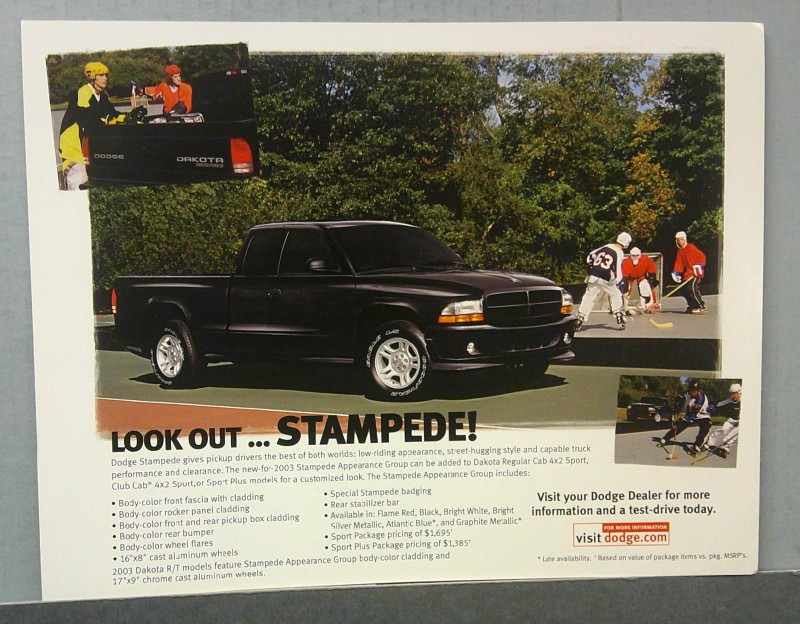 2003 Dodge Dakota Stampede Sales Sheet | Merrick Auto Museum