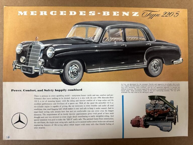 1956 Mercedes Benz Type 220S, Sales Sheet | Merrick Auto Museum