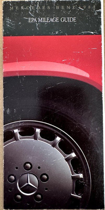 1989 Mercedes Benz EPA Mileage guide, Brochure | Merrick Auto Museum