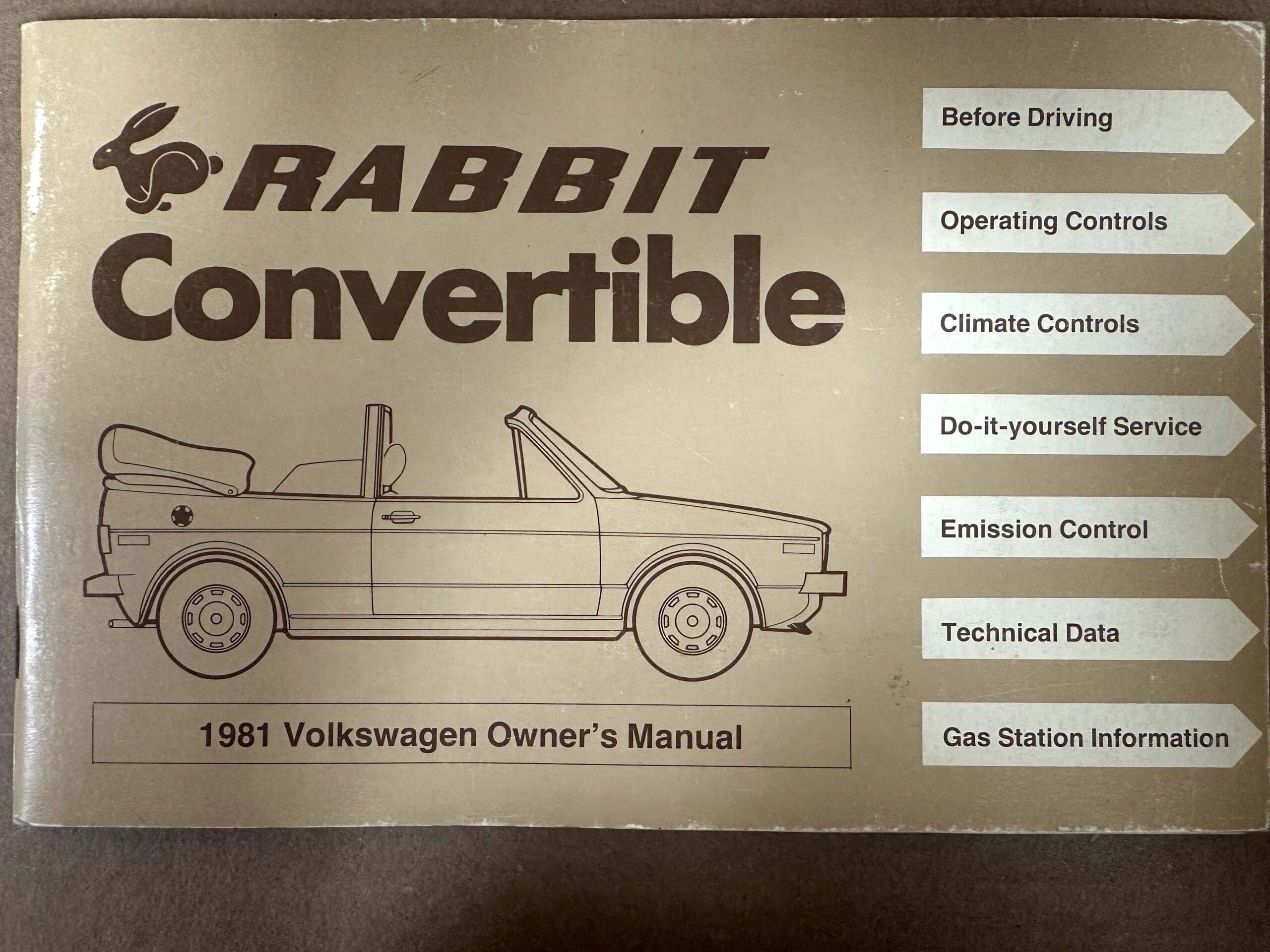 1981 Volkswagen Rabbit Convertible Owners Manual | Merrick Auto Museum